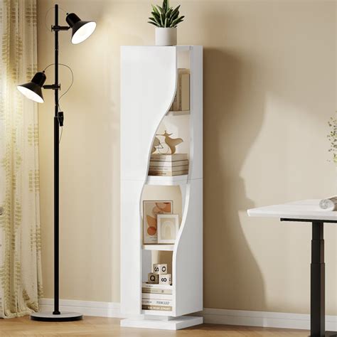 Wade Logan Chalese 360 Rotating Bookshelf 4 Tiers Corner Shelf