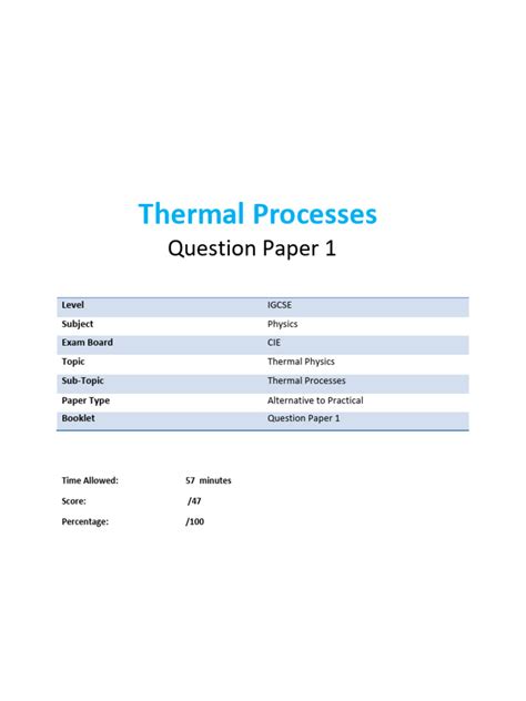 23 1 Thermal Processes Cie Igcse Physics Practical Qp Pdf