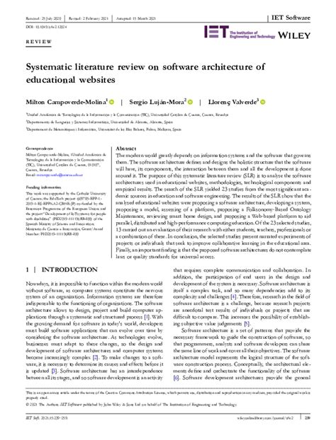 Pdf Systematic Literature Review On Software Architecture Of