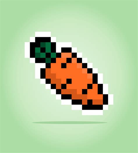8 Bit Pixel Carrot Vegetables For Game Assets In Vector Illustration