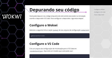 Depurando seu código Wokwi Docs