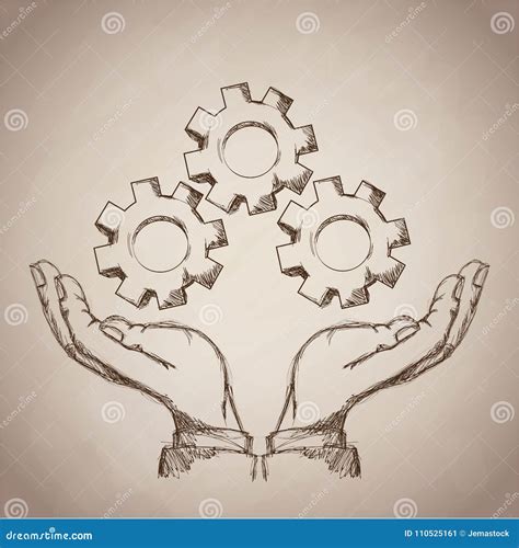 Hand Gears Business Icon Vector Illustration Stock Vector Illustration Of Technology