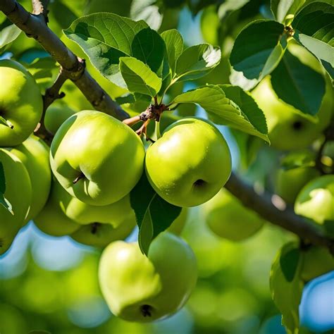 Natural Background With A Green Apple Tree In The Summer Premium Ai Generated Image