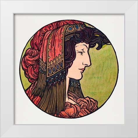 Mucha Alphonse 20x20 White Modern Wood Framed Museum Art Print Titled Stained Glass Window