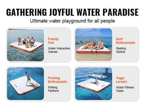 Vevor Inflatable Floating Dock 7 X 7ft Inflatable Dock Platform Non Slip Water Floating Dock