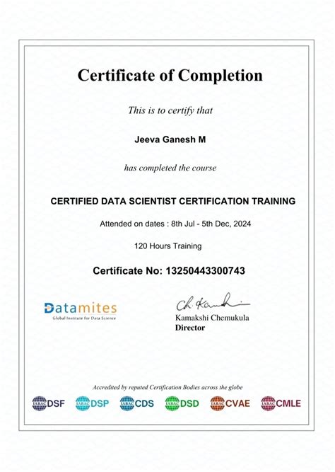Thrilled To Share That Ive Successfully Completed My Data Science Course At Datamites Jeeva