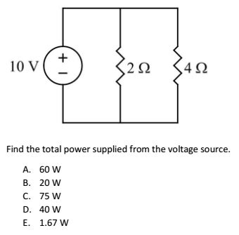 Solved Find The Total Power Supplied From The Voltage Chegg