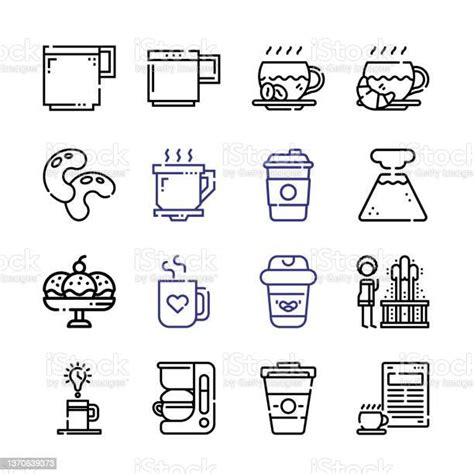 에스프레소 아이콘 라인 아이콘세트 모던 한 얇은 라인 스타일 웹 및 모바일 아이콘에 적합합니다 벡터 일러스트 Eps 10 0명에 대한 스톡 벡터 아트 및 기타 이미지
