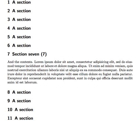 Sectioning Creating Static Numbered Sections In A Document TeX LaTeX Stack Exchange