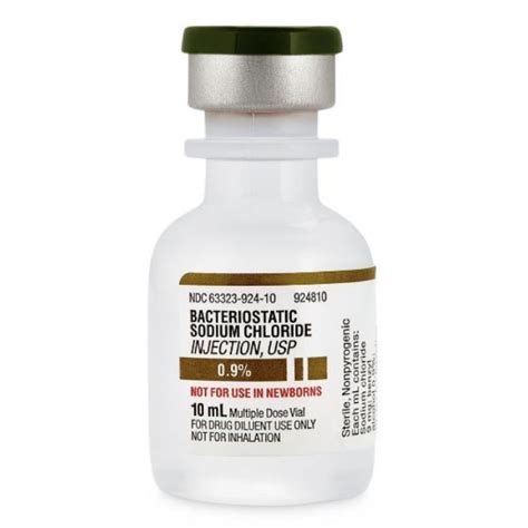 Bacteriostatic Sodium Chloride Injection 0 9 Multidose Vial 25 X 10