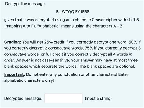 Solved Decrypt The Message BJ WTQQ FY IFBS Given That It Was Chegg