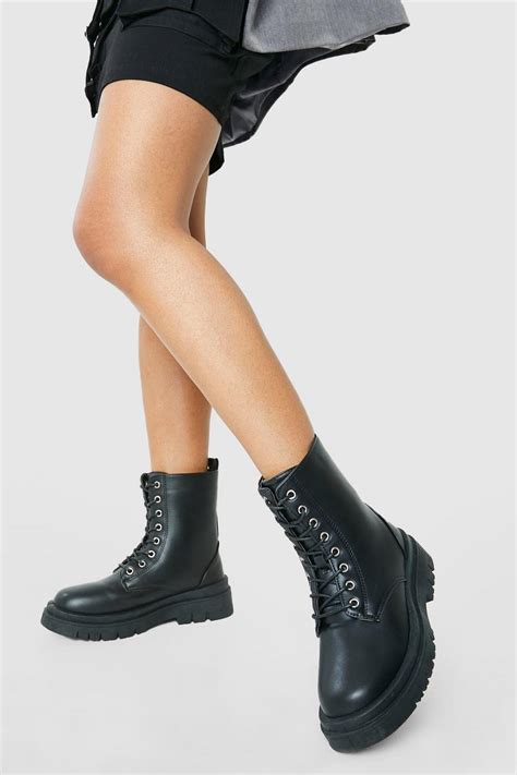 Lace Up Combat Boots Boohoo Usa