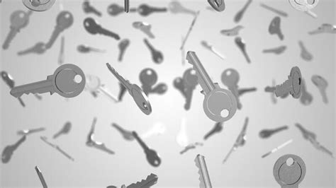 3d Silver Textured Door Keys Falling Animation Key Lock 3d 4k