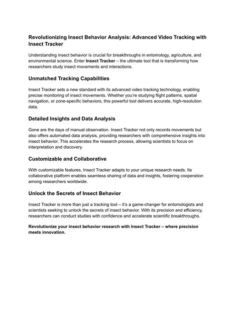 Ppt Revolutionizing Insect Behavior Analysis Advanced Video Tracking With Insect Tracker