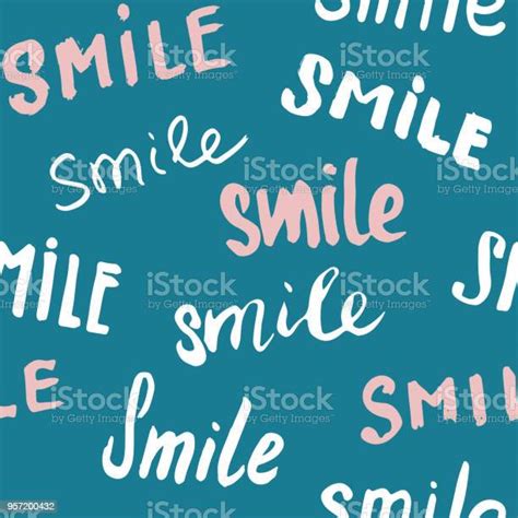원활한 패턴 레터링 미소 손으로 그린된 스케치 붓글씨 표지판 그런 지 질감 복고풍 배지 빈티지 타이 포 그래피 디자인 인쇄 벡터 일러스트 레이 션 격언에 대한 스톡 벡터