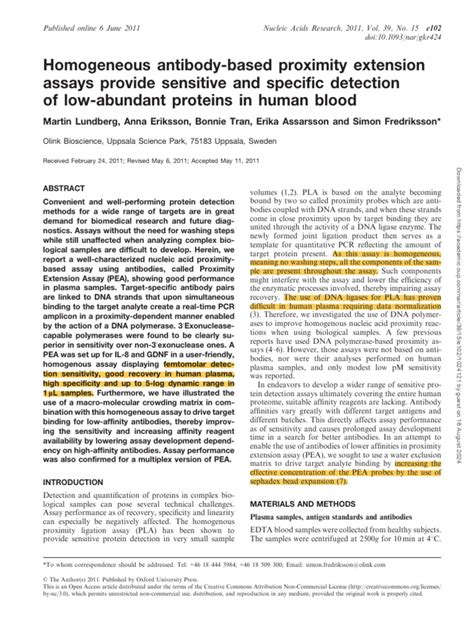 Homogeneous Antibody Based Proximity Extension Assays Provide Sensitive