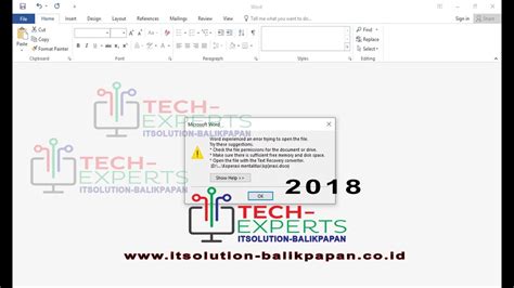 Microsoft Office Word Experienced And Error Trying Open The File Youtube