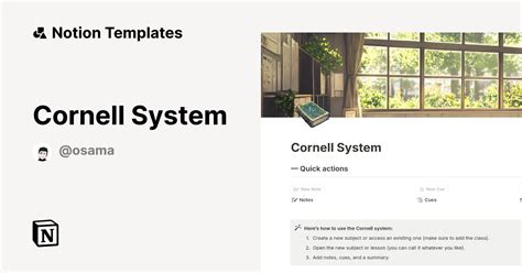 Cornell System Template Notion Marketplace