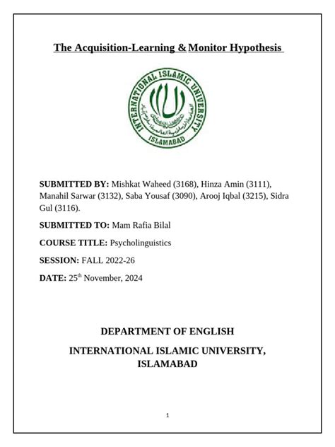 Psycholinguistics Assignment Notes Pdf Language Acquisition