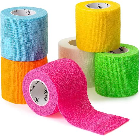 Mr Pen Self Adhesive Bandage Wrap 6 Pack Colorful 2“ X 5 Yards