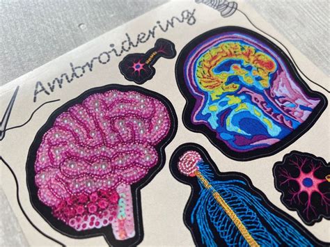 Neurological Anatomical A6 Sticker Sheet Embroidery Neuron Brain