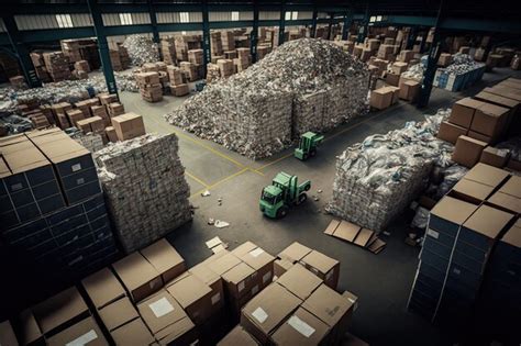 Premium Ai Image Massive Recycling Facility With Rows Of Sorted And