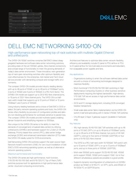 Dell Emc Networking S4100 Series Spec Sheet Pdf Pdf I Pv6 Computer Network