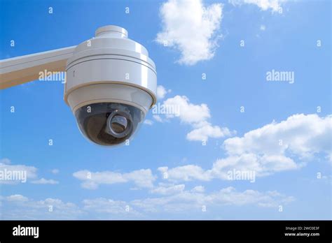 3d Rendering Security Camera Or Cctv Camera With Blue Sky Background