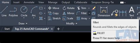 Autocad Fillet Command Round Corners