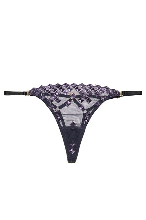 Bordelle Square Lace Thong Purple Open Thong Variabilinascoste