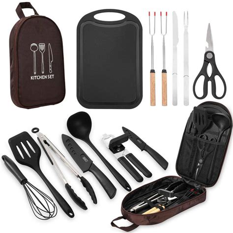 Angel Sar 14 Piece Portable Stainless Steel And Silicone Camping