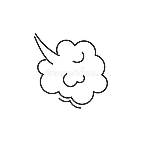 Cloud Vector Line Icon Smoke Poof Doodle Comic Breath Air Steam