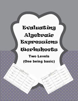 Evaluate Algebraic Variable Expressions Levels No Negative Integers