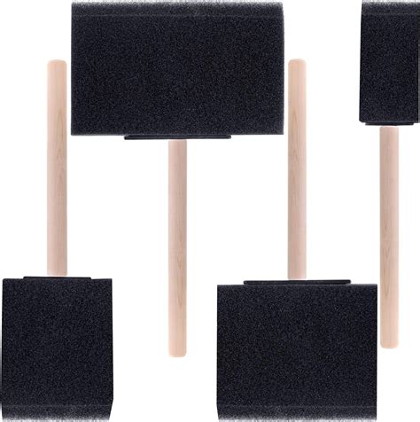 Amazon.com: CustomyLife 4 Pcs Foam Paint Brushes, 4 Sizes Wood Handle Sponge Paint Brush 1" 2" 3 ...