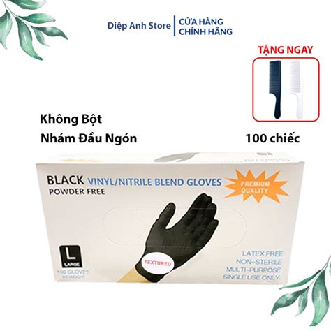 Găng Tay Y Tế đen Không Bột Hộp 100 Chiếc Nhám Dai Sử Dụng Trong Tóc