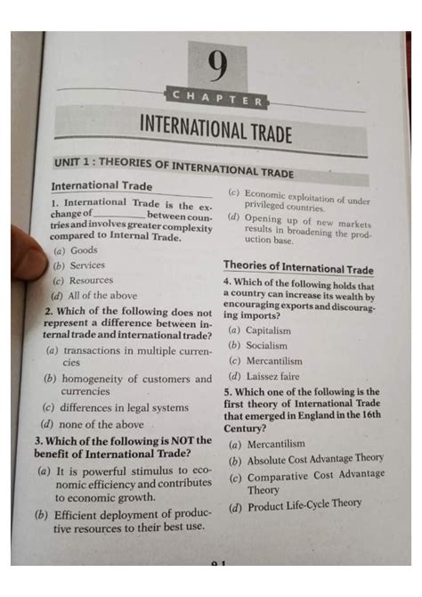 Download International Trade Mcq Practice Questions Marks Weightage