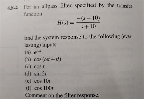 Solved 48 4 For An Allpass Filter Specified By The Transfer