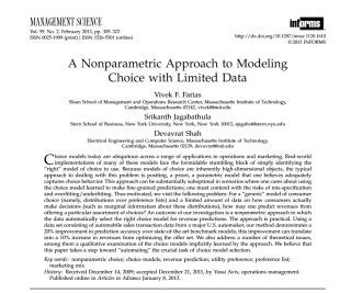 A Nonparametric Approach To Modeling Choice With Limited Data By Farias Et Al Engineered
