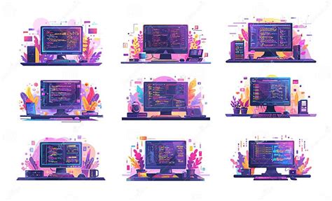 Code Testing Cartoon Vector Concepts Monitor Tablet Desk Lamp Plant Pc