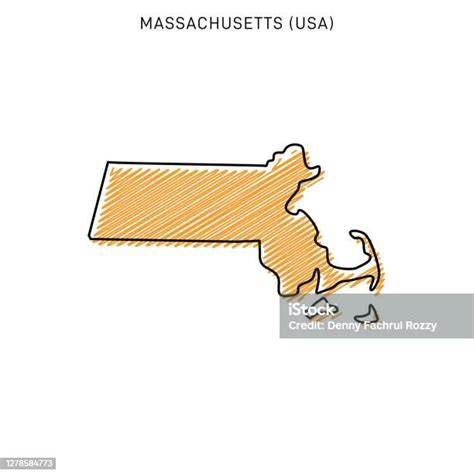 Massachusetts Map Scribble Style Vector Stock Illustration Design Template Hình Minh Họa Sẵn Có