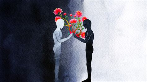 인간 그림자 블랙 화이트 연결 우주 영적 마음 몸 영혼 꽃 치유 정신 연결 추상 예술 수채화 그림 일러스트 레이 션 디지털