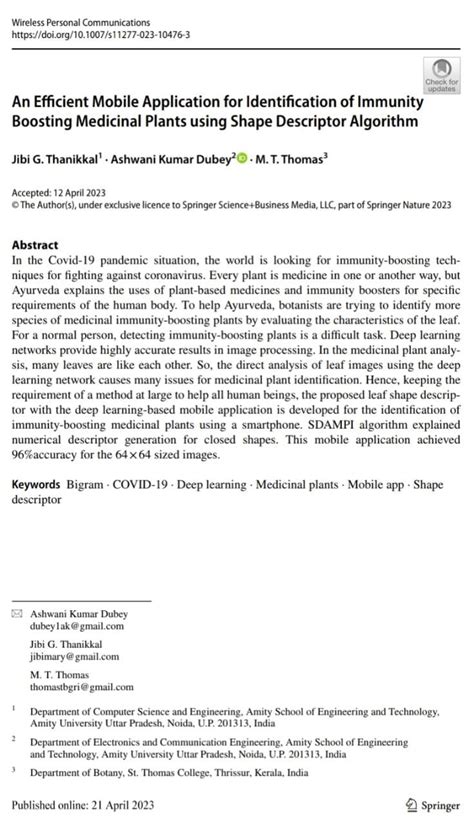 An Efficient Mobile Application For Identification Of Immunity Boosting