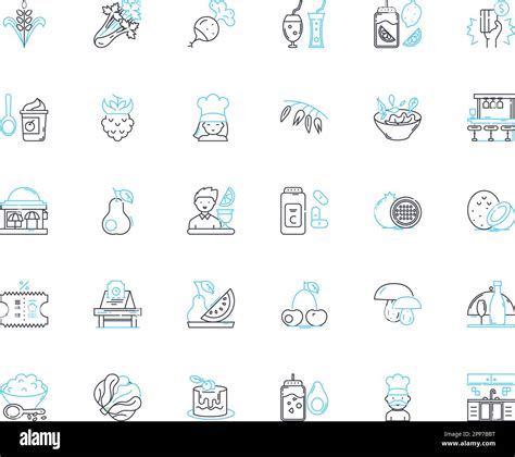 Brasserie Food Linear Icons Set Bistro French Beer Wine Steak