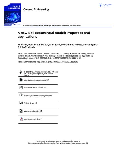 Pdf A New Bell Exponential Model Properties And Applications