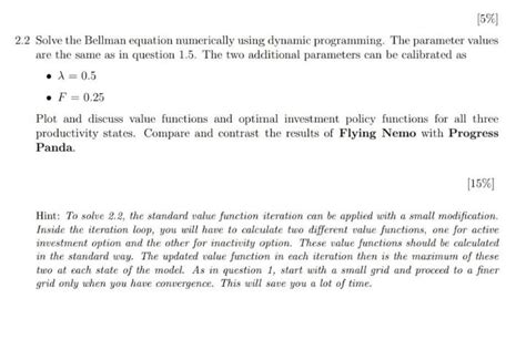 5 22 Solve The Bellman Equation Numerically Using
