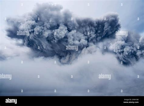 Massive Cloud Of Ash And Smoke From A Volcanic Eruption Fills The Sky