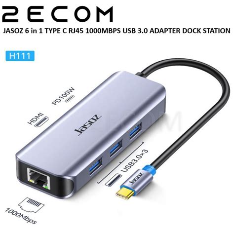 JASOZ In Gigabit Ethernet Adapter USB Hub Mbps USB To Lan USB Hub PD W