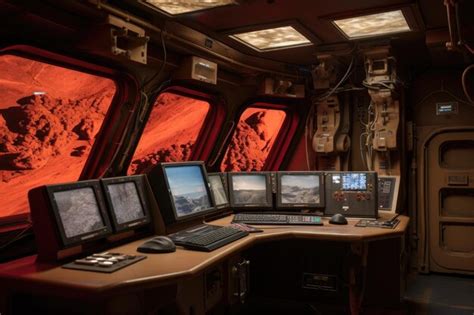 Premium Ai Image Interior Control Panel Of Mars Simulation Habitat