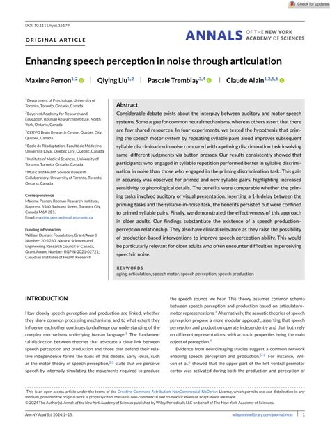 Pdf Enhancing Speech Perception In Noise Through Articulation