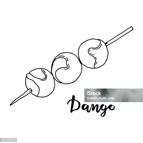 Doodle Japanese Sweets Dango Hand Drawn Sketch Of Traditional Asian